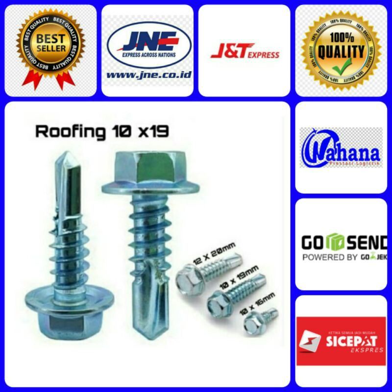 Jual BAUT BAJA RINGAN ROOFING UKURAN 10X16 & 10X19 / SEKRUP BAJA RINGAN / SEKRUP ROOFING 10X16 ...