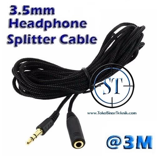 Jual Kabel Ekstensi Extension 3.5mm 3 Meter Audio Mic Headset Male to Female Audio Cable ...
