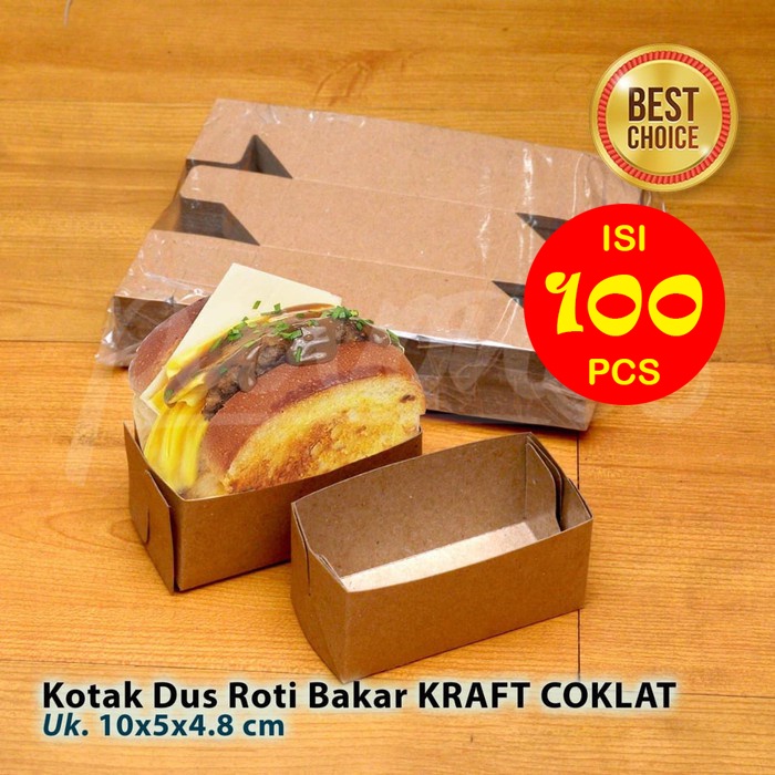 Jual Kotak Box Dus Roti Bakar | KRAFT COKLAT -(100 Pcs ) | Shopee Indonesia