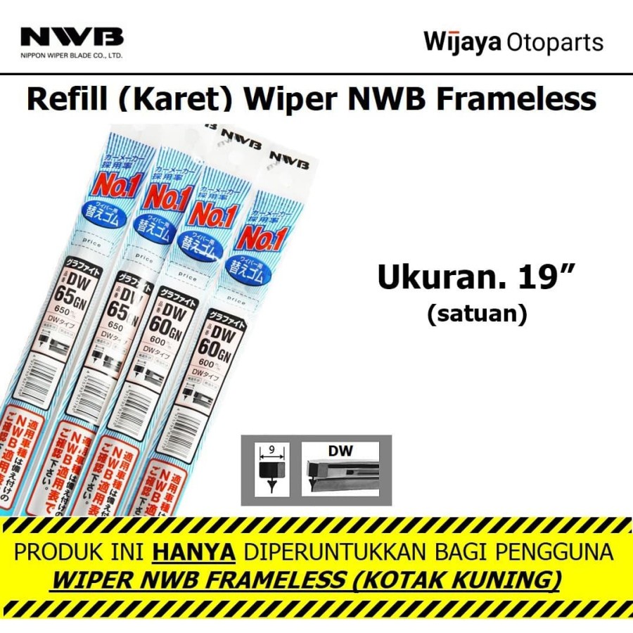 Jual Refill (Karet) Wiper NWB Frameless Japan ukuran 19" | Shopee Indonesia