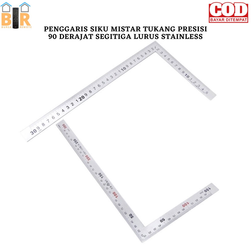 Jual Penggaris Mistar Siku 90 Derajat Stainless Angle Ruler Segitiga ...