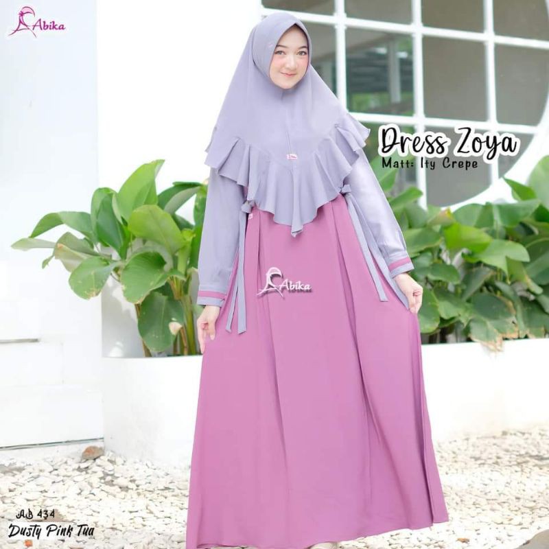 Jual SET DRESS ZOYA ABIKA (DRESS + KHIMAR) | Shopee Indonesia