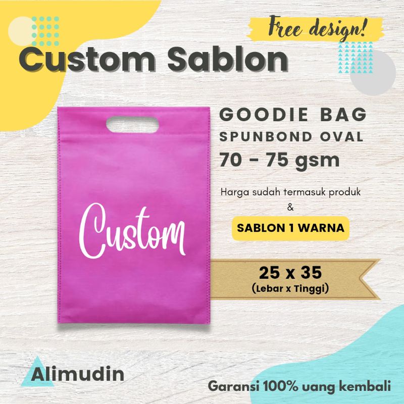 Jual Goodie Bag Oval 25 x 35 Tas Spunbond Custom Sablon | Shopee Indonesia