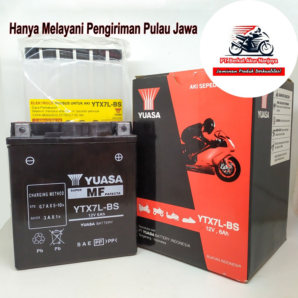 Jual YUASA YTX7L-BS 12V 6Ah aki motor | Shopee Indonesia