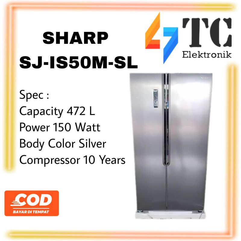 Jual KULKAS SIDE BY SIDE SHARP SJ-IS50MA-SL INVERTER 472 Liter | Shopee Indonesia