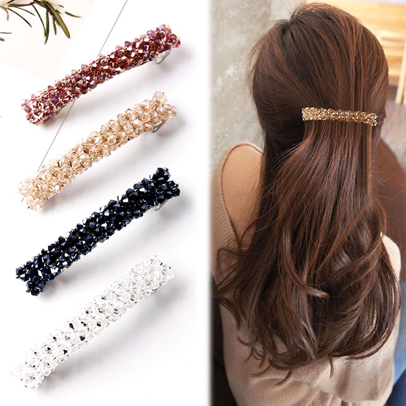 Jual Jepit Rambut Barrette Kristal 9cm Jepit Otomatis Rhinestone Korean ...