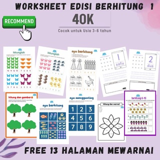 Jual Worksheet anak usia dini / belajar berhitung anak usia 3-6tahun ...