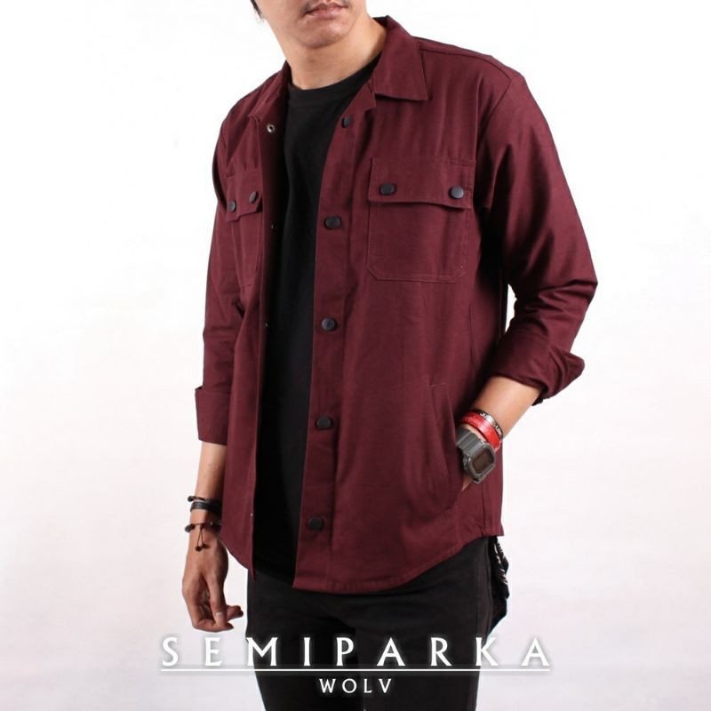 Jual WOLV ORIGINAL JAKET SEMI PARKA KEREN Jaket pria warna maroon side ...