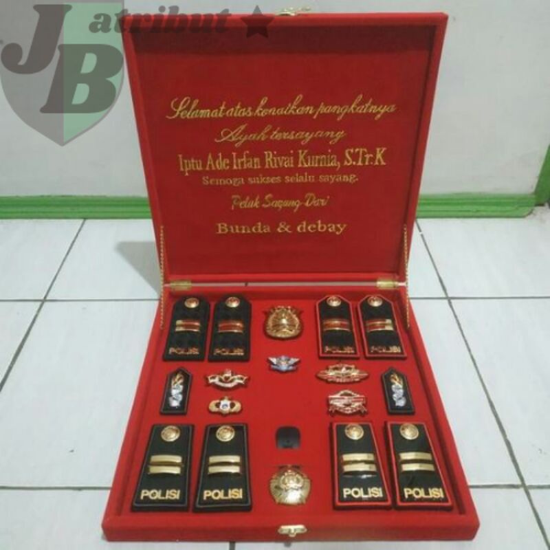 Jual pangkat iptu polisi PDH PDU lis bordir merah /bordir hitam sepaket ...