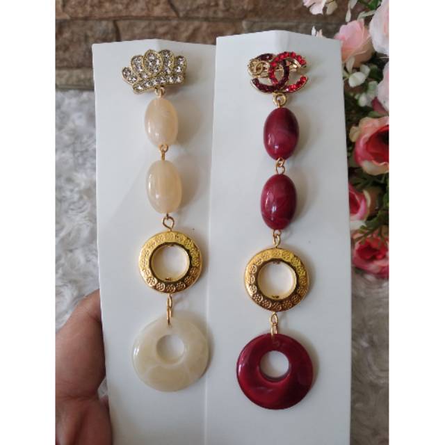 Jual Bros dagu motif marmer batuan lonjong gold | Shopee Indonesia