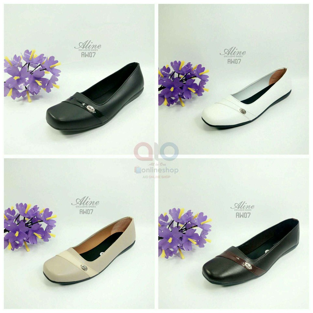 Jual Sepatu Flat Wanita Pantofel Teplek Flats Shoes Formal AW07 | Shopee Indonesia