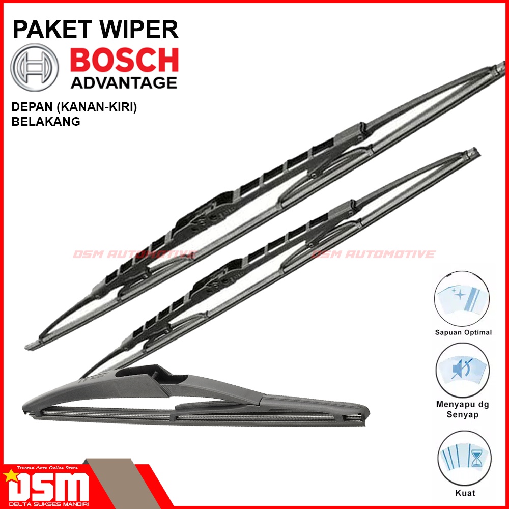 Jual Bosch Advantage / Paket Wiper Mobil Toyota Yaris - Depan dan Belakang / Wiper Mobil / DSM ...