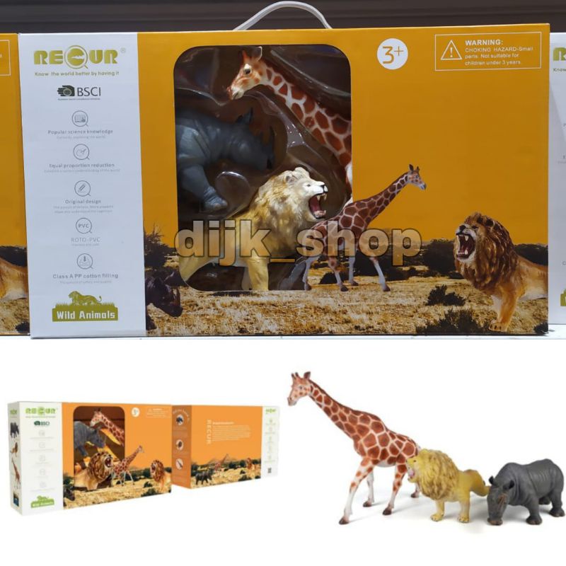 Jual Recur miniatur wild 3 animal (lion, Rhino, Giraffe) | Shopee Indonesia