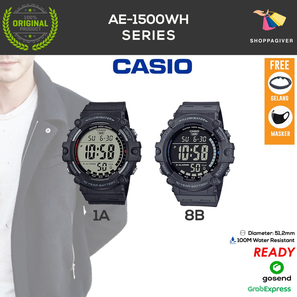 Jual JAM TANGAN PRIA CASIO AE-1500WH SERIES AE-1500WH-1AVDF / AE-1500WH-8BVDF ORIGINAL DIGITAL ...