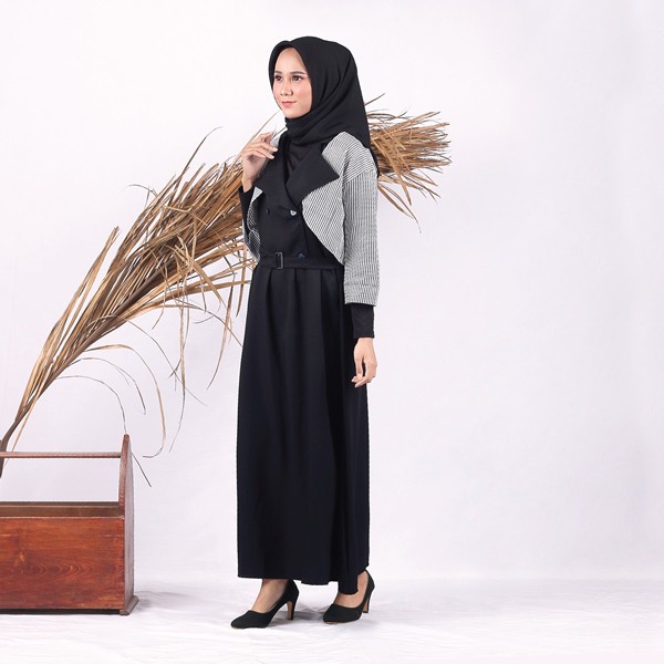 Jual Adora Fashion MC 602 Baju Gamis Syari Wanita Muslimah Dewasa Mosscreape Abu Hitam | Shopee ...