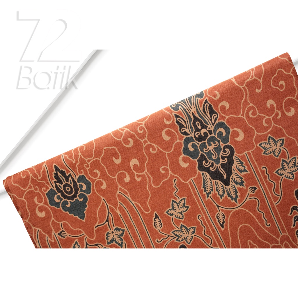 Jual KAIN BATIK PREMIUM Bahan Katun Motif Awan Mega Warna Orange ...