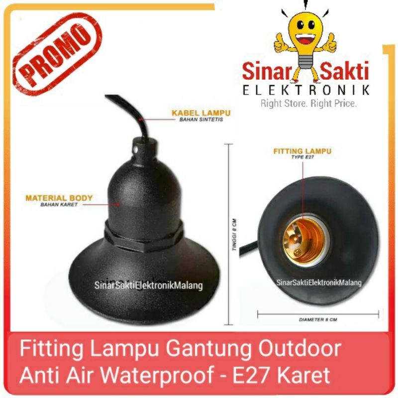 Jual Fitting Lampu Gantung Fiting Karet Outdoor Anti Air Waterproof E27 | Shopee Indonesia