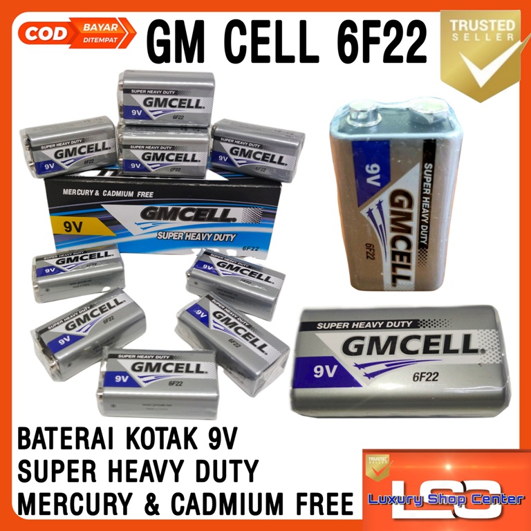 Jual BATERAI KOTAK 9V Super Heavy Duty GM CELL 6F22 | Shopee Indonesia