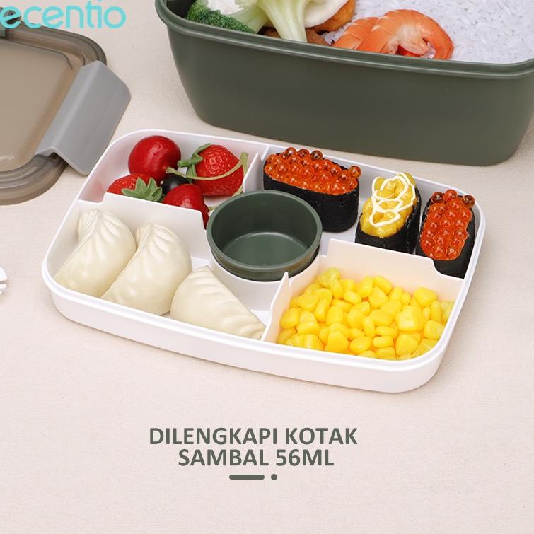 Jual ecentio lunch box set 2L dan tas tempat bekal double layer kotak makan sal/sauce cup B8N1 ...