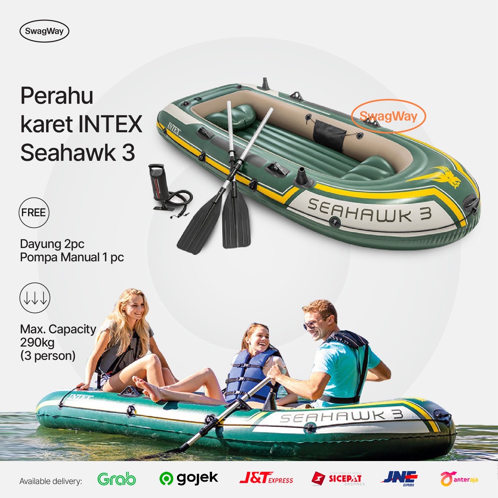 Jual Perahu Karet Intex 68380 Seahawk 3 Kapal Boat Tiga Orang Olahraga ...