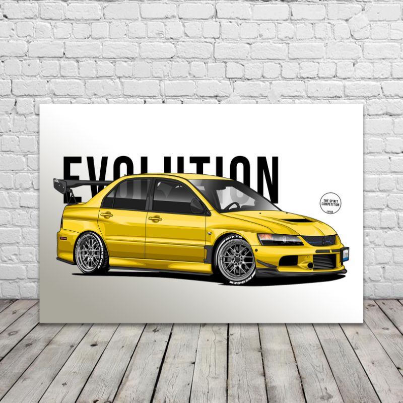 Jual Poster mobil lancer evo kuning - hiasan dinding - hotwheels - mini ...