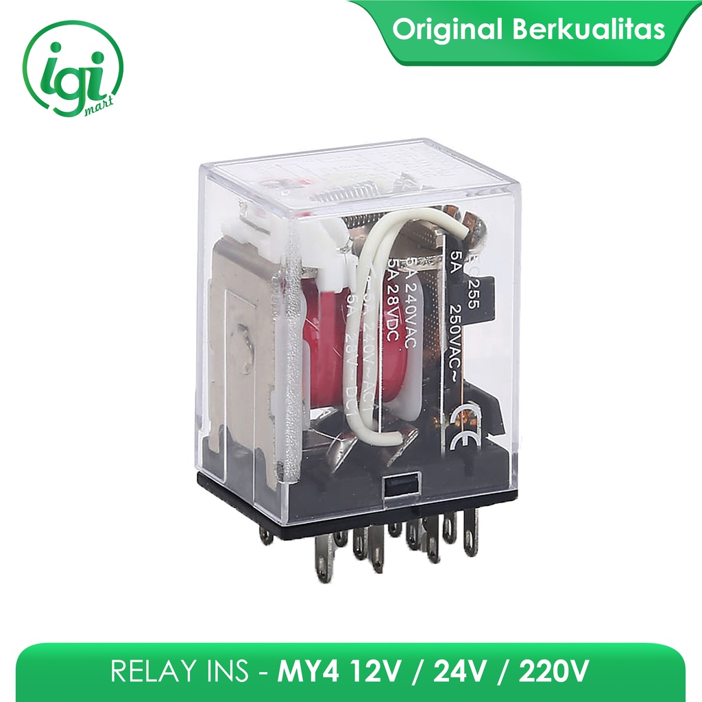 Jual RELAY MY4 12V INS / RELAY MY4N 24V INS / RELAY MY4-N 220V 14 PIN ...