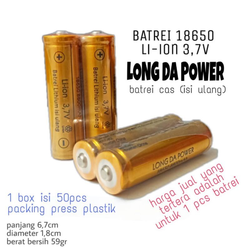 Jual BATERAI CAS ORIGINAL RECHARGEABLE BATTERY LONGDA POWER 18650 GOLD ...