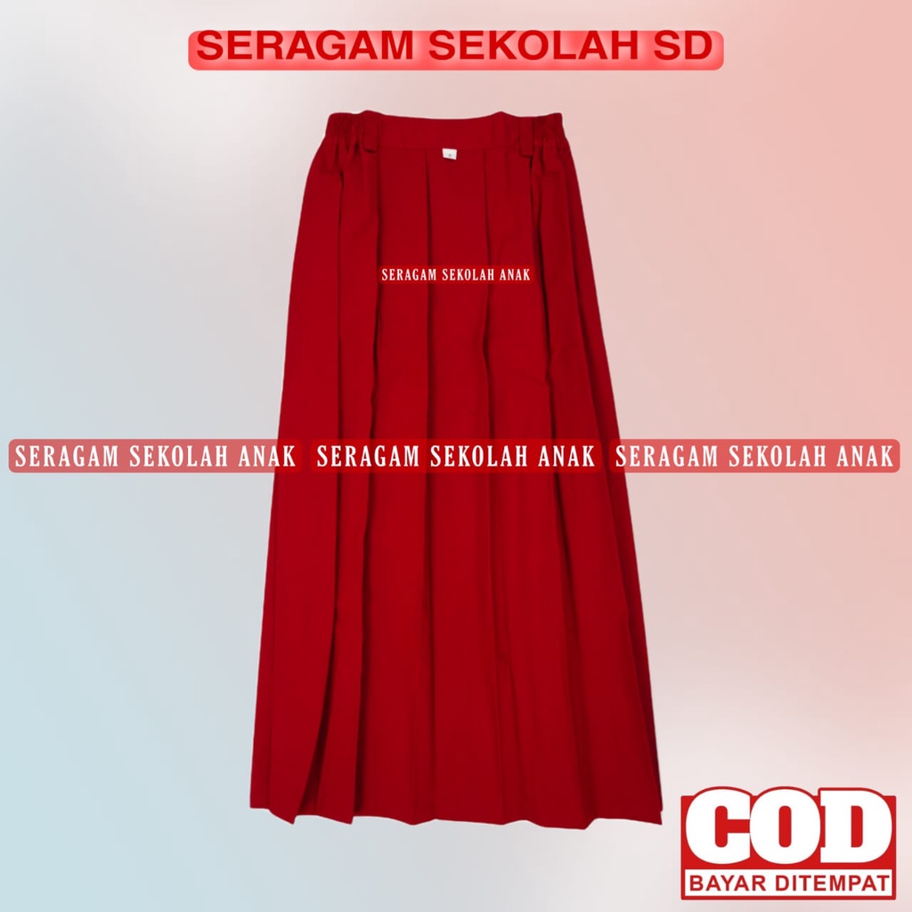 Jual Seragam Sekolah SD Rok Panjang Sekolah SD Perempuan Rok Panjang Rempel Lipit Merah Coklat ...