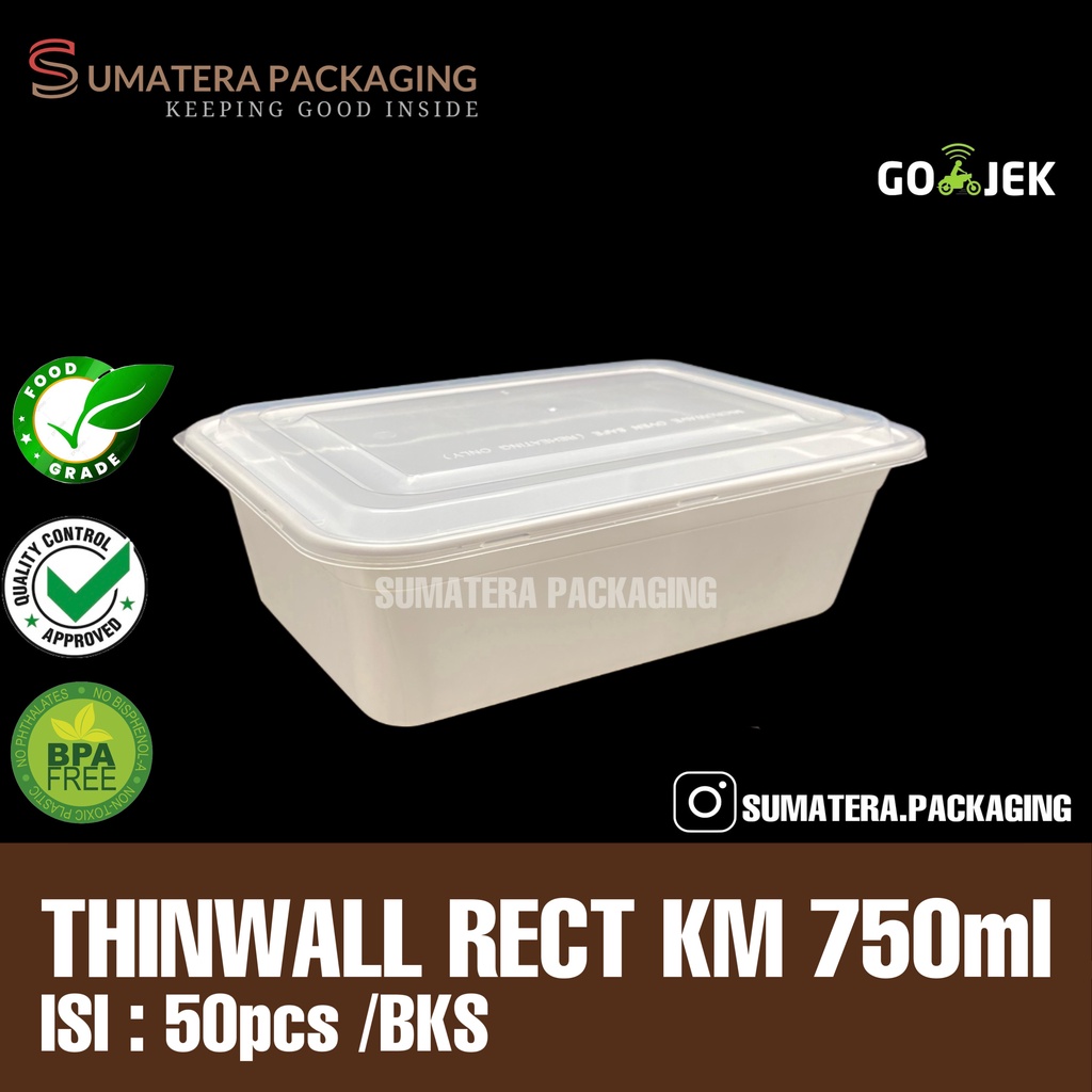 Jual Thinwall Rectangle KM-750 Putih Susu isi 50pcs Food Container Kotak Makan 750ML EasyPack ...