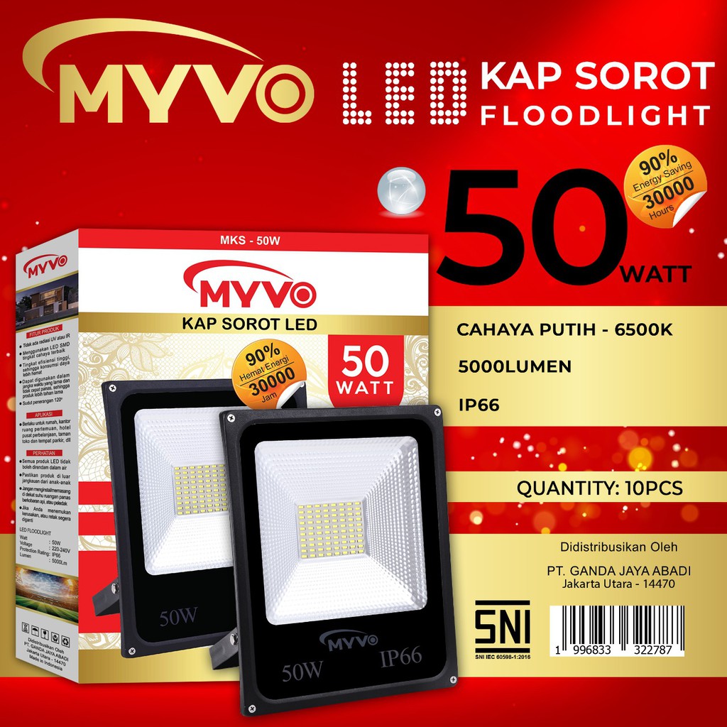 Jual LAMPU SOROT / LAMPU TEMBAK/ FLOOD LED MYVO 50 Watt | Shopee Indonesia