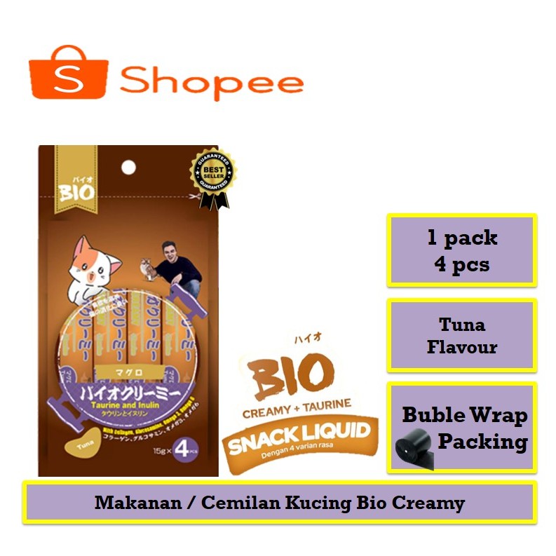 Jual Makanan / Snack Kucing BIO Creamy SNACK Kucing Rasa TUNA 1 Pack ...