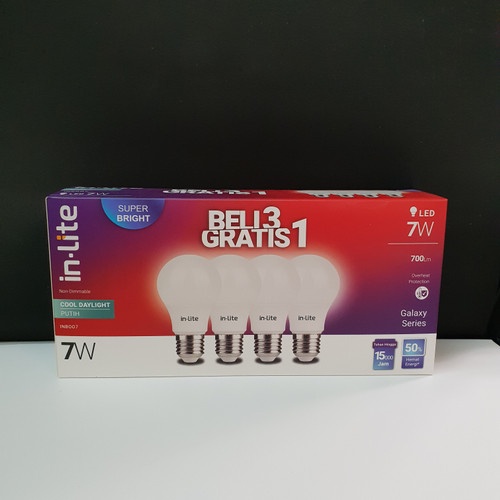 Jual BOHLAM LAMPU INLITE IN LITE LED BULB 7W PAKET BELI 3 GRATIS 1 ISI ...