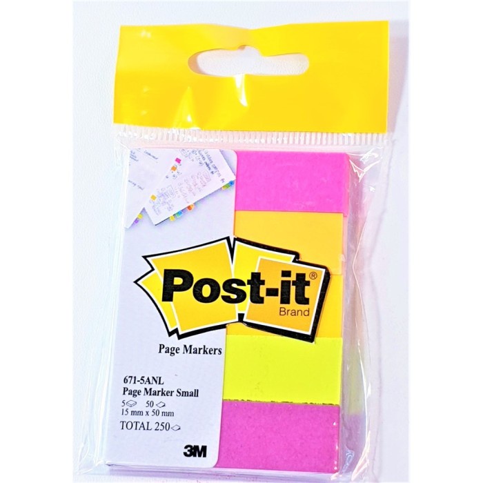 Jual Post It Kertas 3M 671-5 - Sticky Notes Memo Pembatas Buku Warna ...