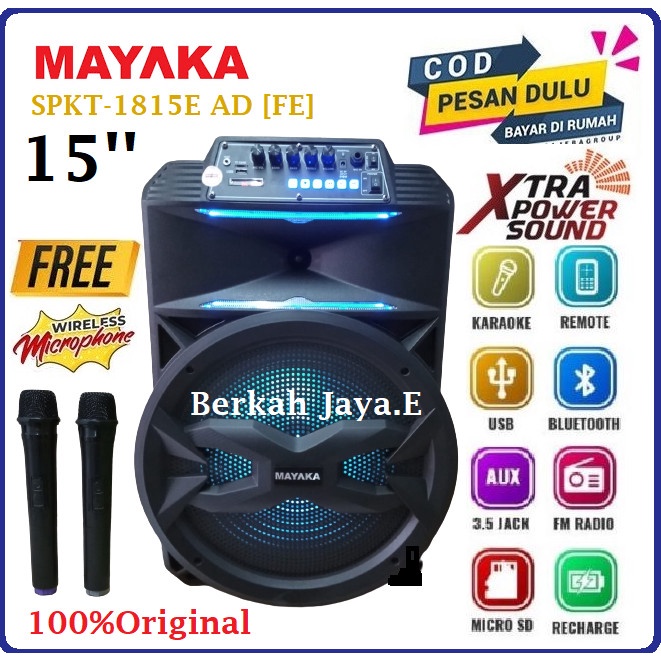 Jual Speaker Portable Mayaka SPKT-1815E AD Speaker Bluetooth 15 inchi +2Mic | Shopee Indonesia