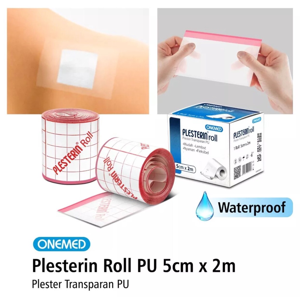 Jual Plesterin Roll PU 5 cm x 2 m Onemed Plester Transparan Luka 5cm x ...