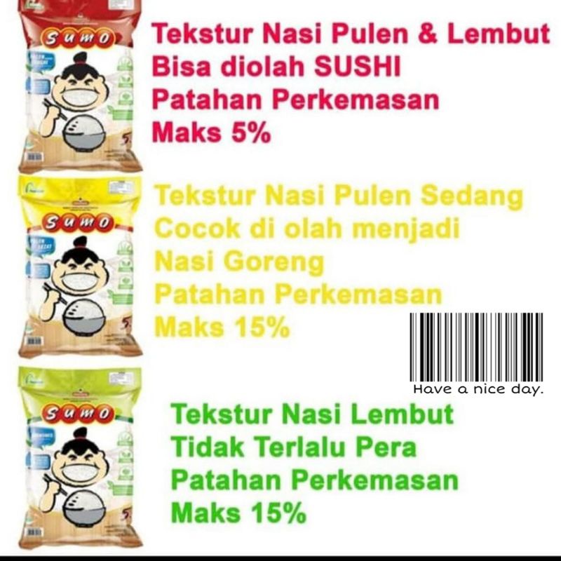 Jual Beras Sumo Kemasan Merah/Kuning/Hijau 5KG | Shopee Indonesia
