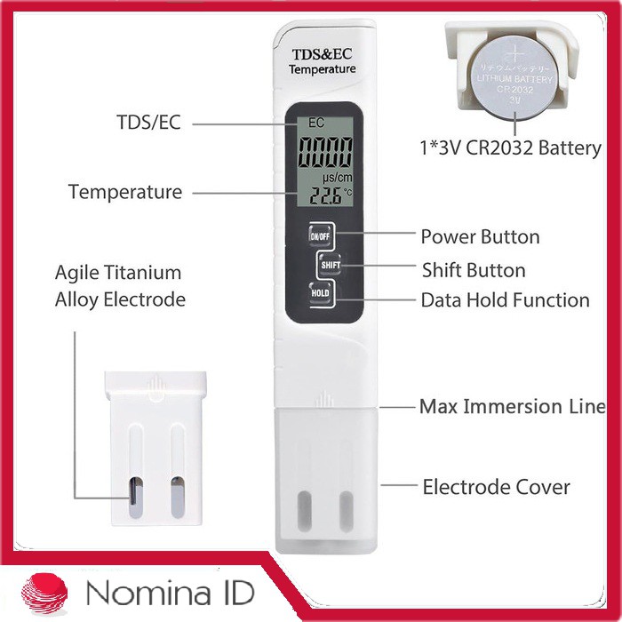 Jual C221 New TDS EC Meter E1 Hidroponik/Tanaman/Air Minum PPM Ukur ...