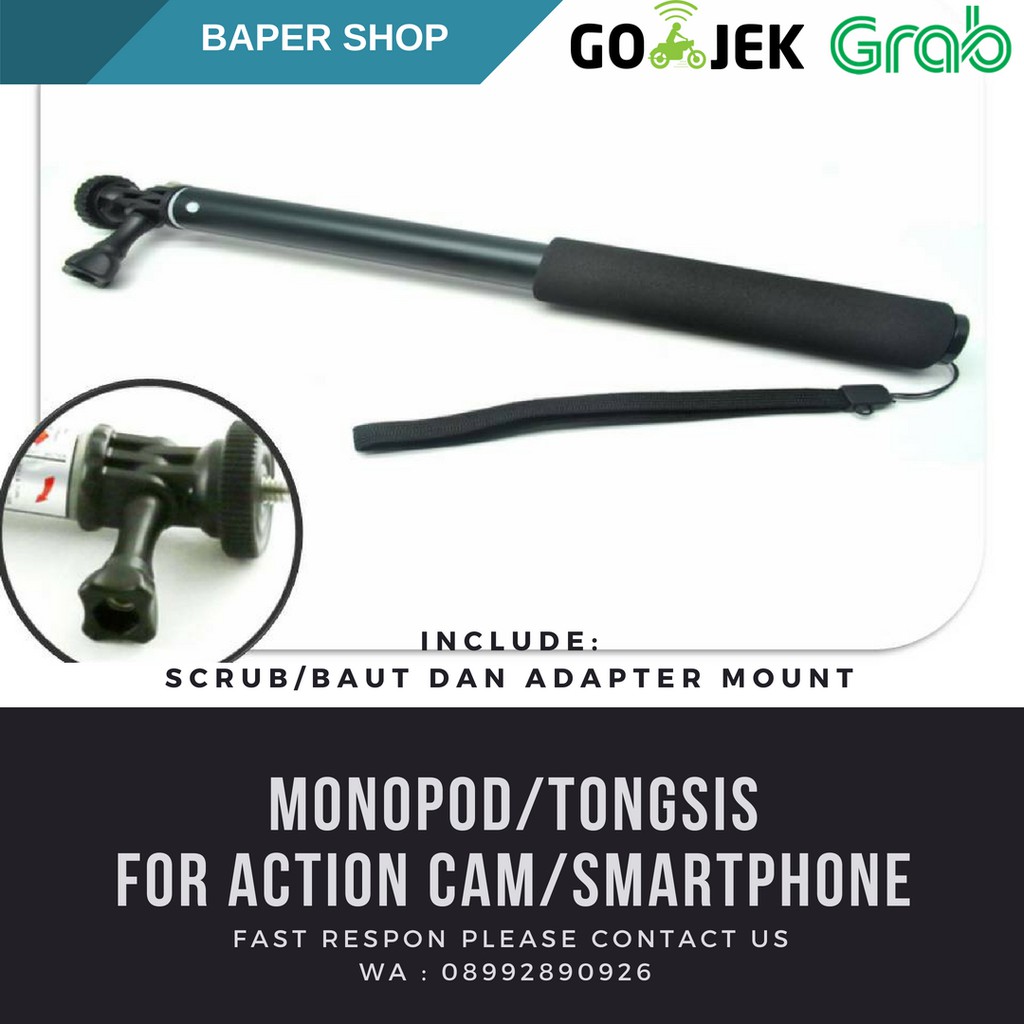 Jual Tongsis Monopod Mount For Action Camera/Smartphone/Gopro Xiaomi Yi/Brica | Shopee Indonesia