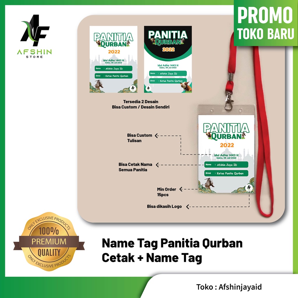 Jual Cetak Nametag Panitia Desain Panitia Qurban dengan Nametag plus ...