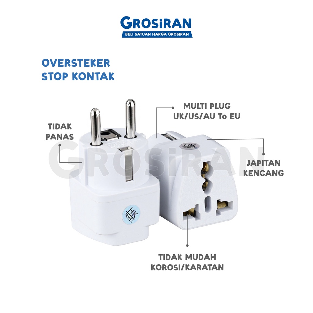Jual Over Steker Stop Kontak Multi Plug 3P Travel UK US AU to EU ...