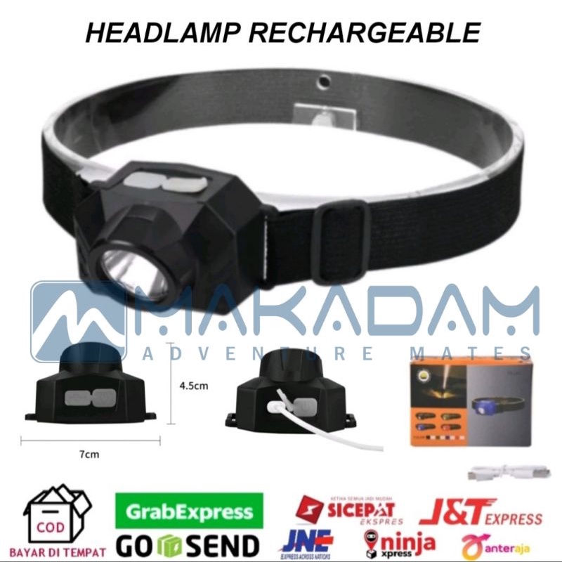 Jual headlamp senter kepala cash rechargeable hiking mancing outdoor ...