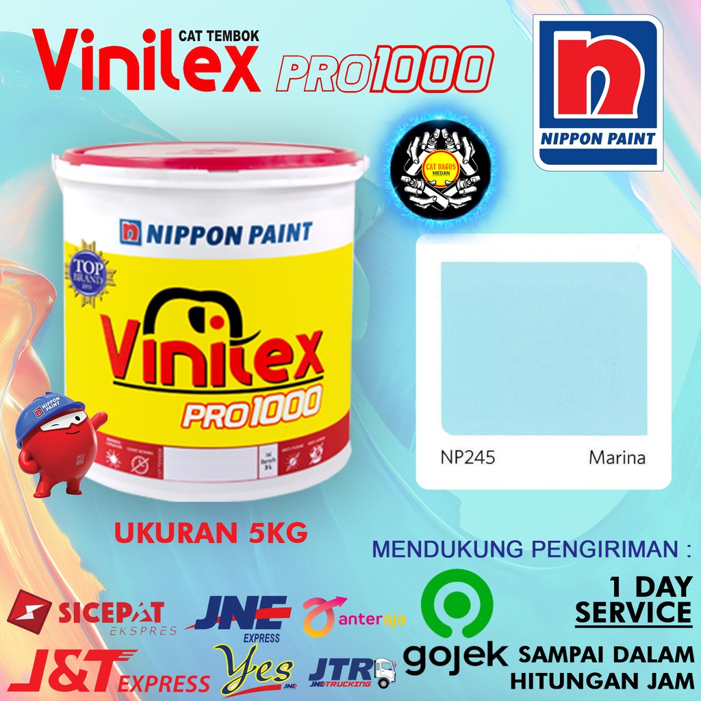Jual CAT AIR TEMBOK DINDING VINILEX 5 KG WARNA NP 245 MARINA NP245 BIRU ...
