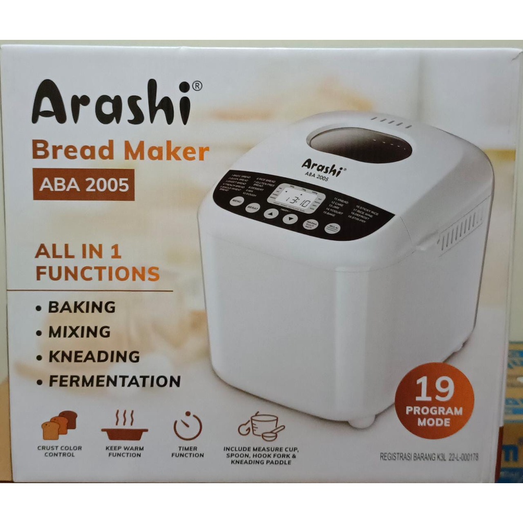Jual Arashi Digital Bread Maker ABA 2005 / Mesin Pembuat Roti Otomatis | Shopee Indonesia