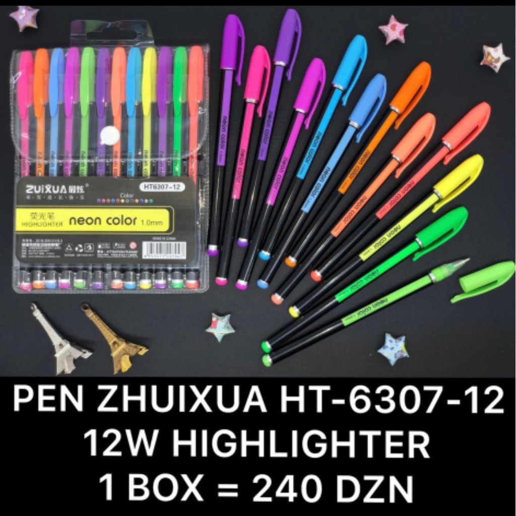 Jual ballpoint gel warna neon set isi 12 zui xua kode hp 6307 ukuran 1. ...