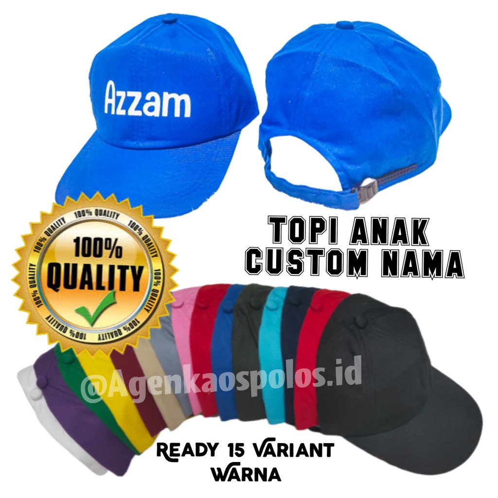 Jual SABLON Topi ANAK Baseball Custom Nama Tulisan | Topi Cap Distro ...