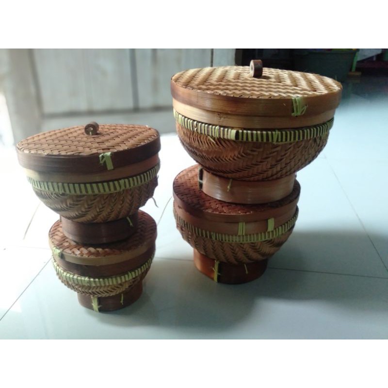 Jual wakul bambu/cething/bakul nasi/tempatnasi,diameter 22cm | Shopee ...