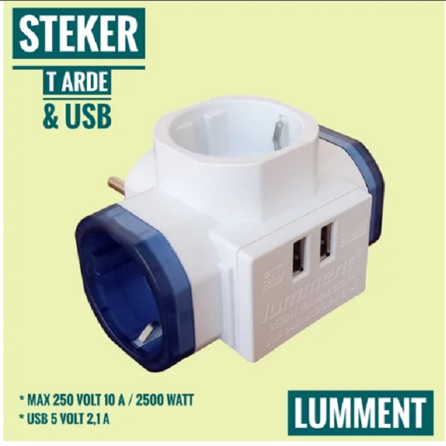Jual COLOKAN T LISTRIK 2 USB PORT STEKER T ARDE LUMMENT SNI TRAVELLING ...
