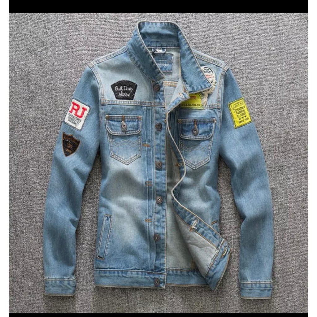 Jual JAKET JEANS PRIA JAKET DENIM MODEL KOREA PRIA TERBARU JAKET LOGO ...
