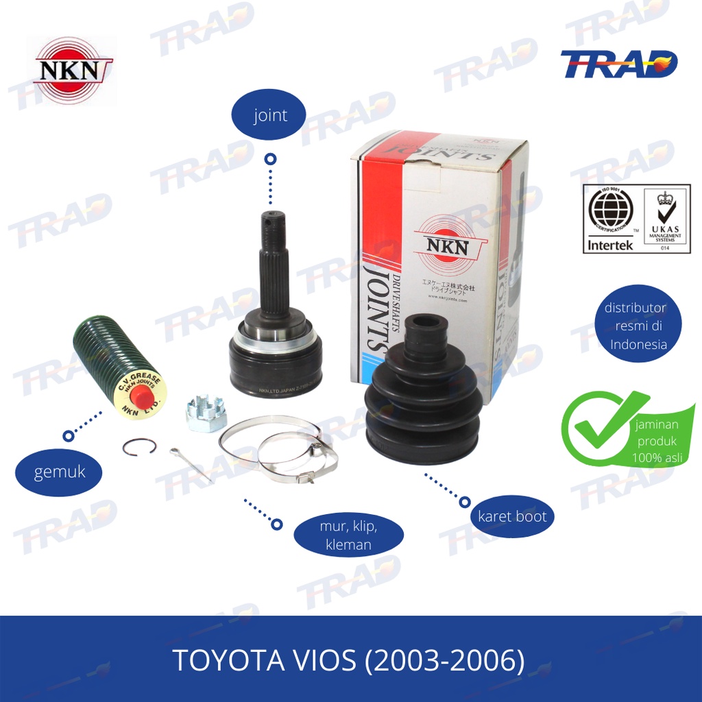 Jual CV Joint AS Roda Luar dan Dalam NKN Toyota Vios | Shopee Indonesia