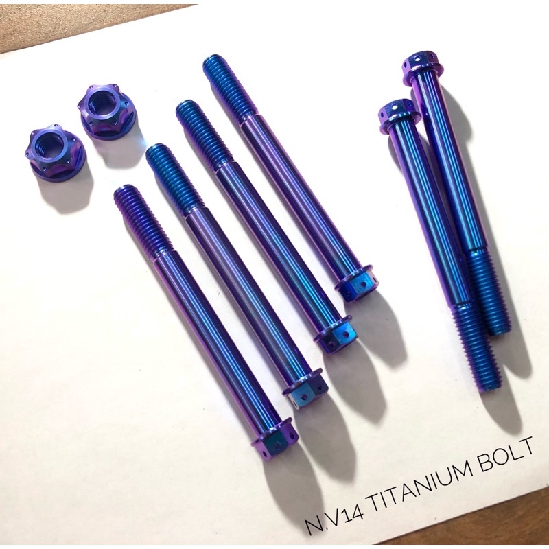 Jual baut titanium m10x100 baut drat 14 panjang 10cm 10 cm original titanium baut breket brecket ...